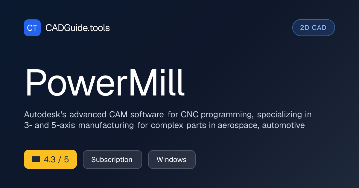 PowerMill Review 2026: 2D CAD Tech Specs | CADGuide.tools